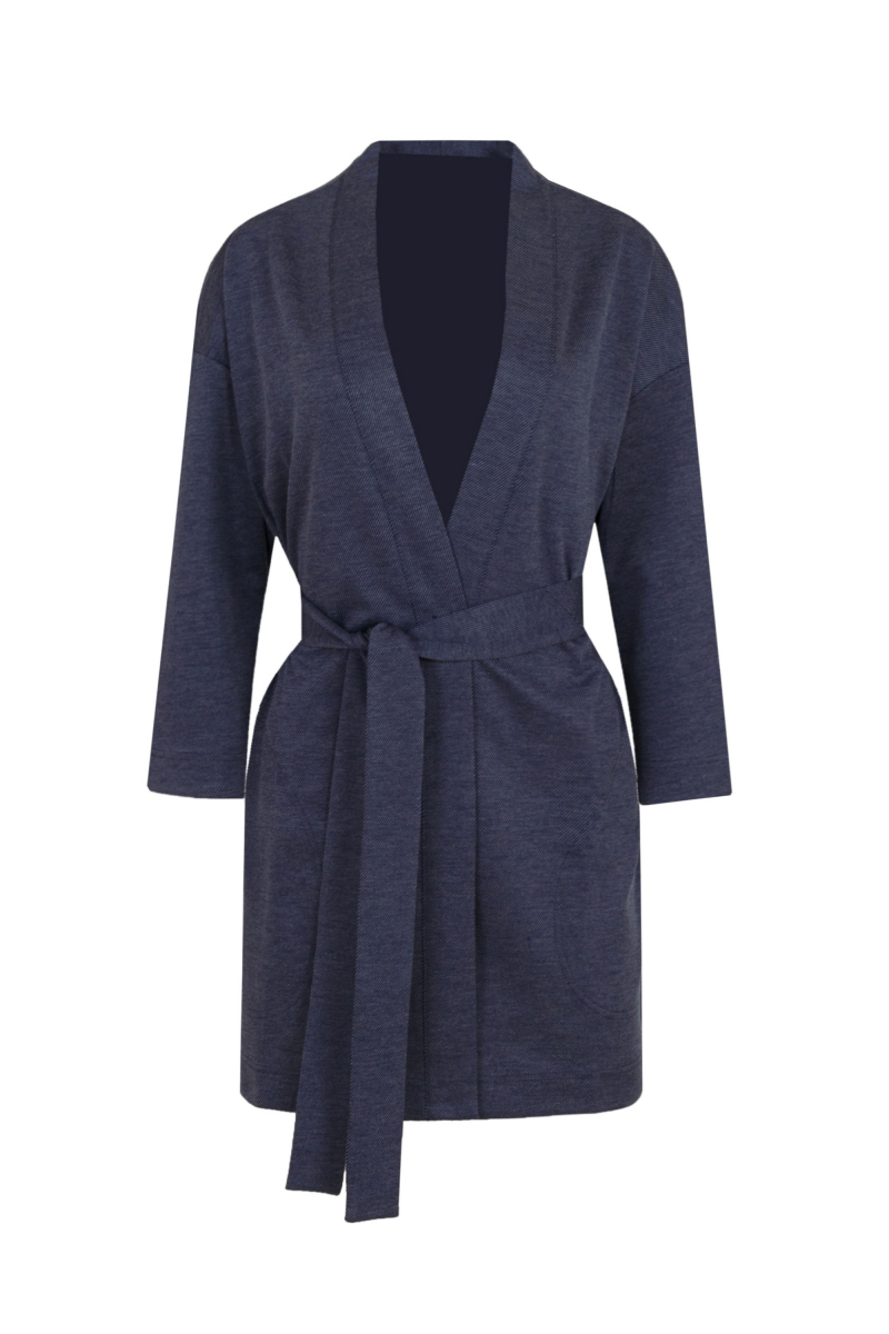 Elema 1К-481-170 голубой - Кардиган синий из трикотажа в стиле casual, демисезонный купить за 4808₽