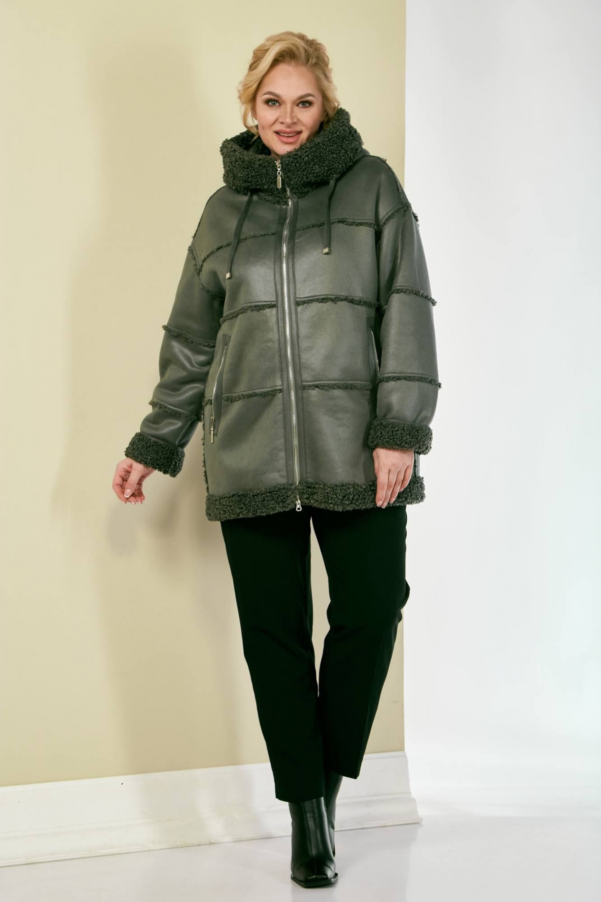 Shetti 2137 олива | Дубленка Shetti купить за 86608₸