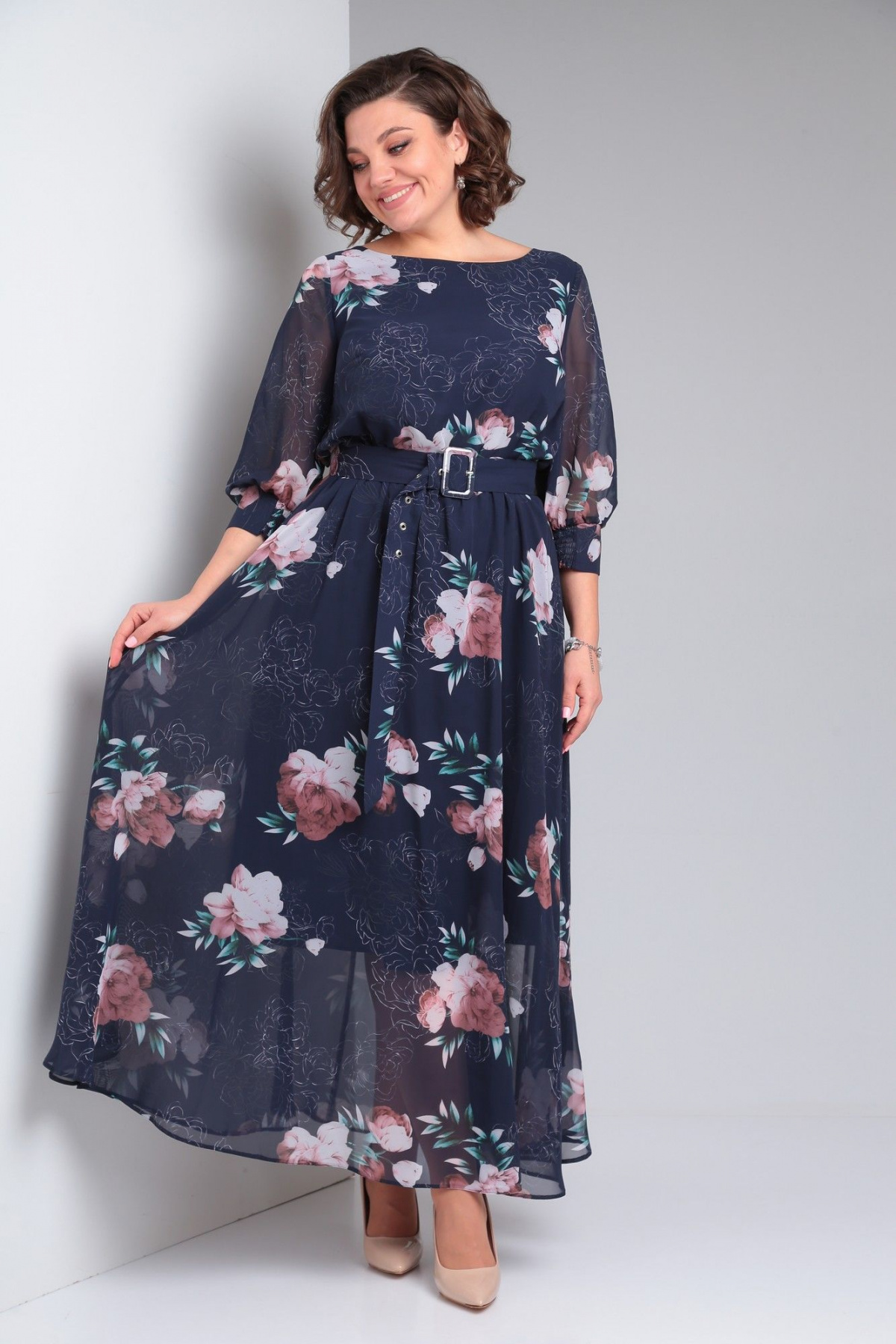 Pocherk 1-026 темно-синий | Платье Pocherk купить за 8554₽