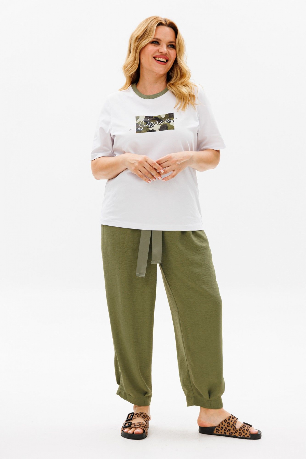 Michel chic 1377 хаки,белый | Комплект Michel chic купить за 5882₽