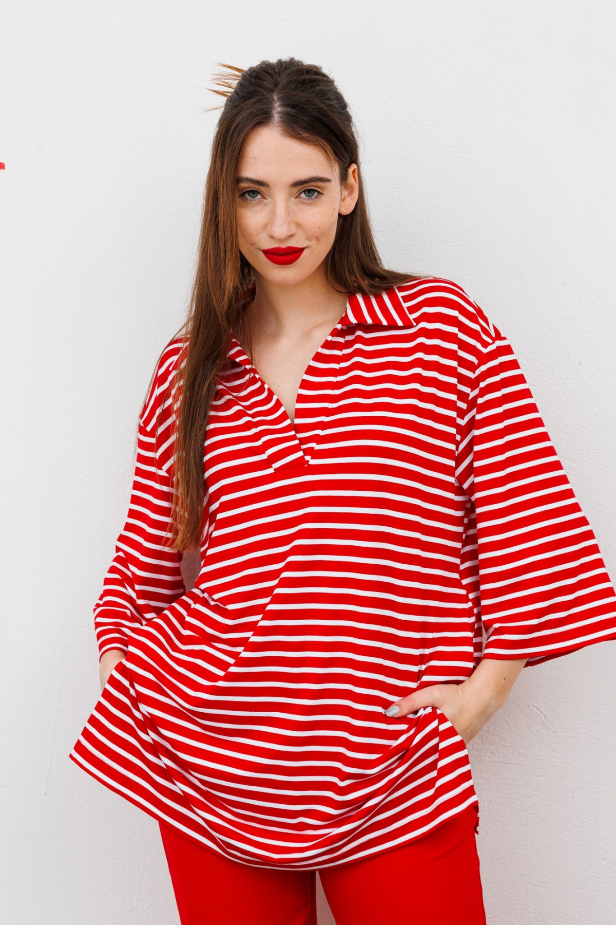 NikVa 478.4 красный_полоска | Блуза NikVa купить за 6072₽