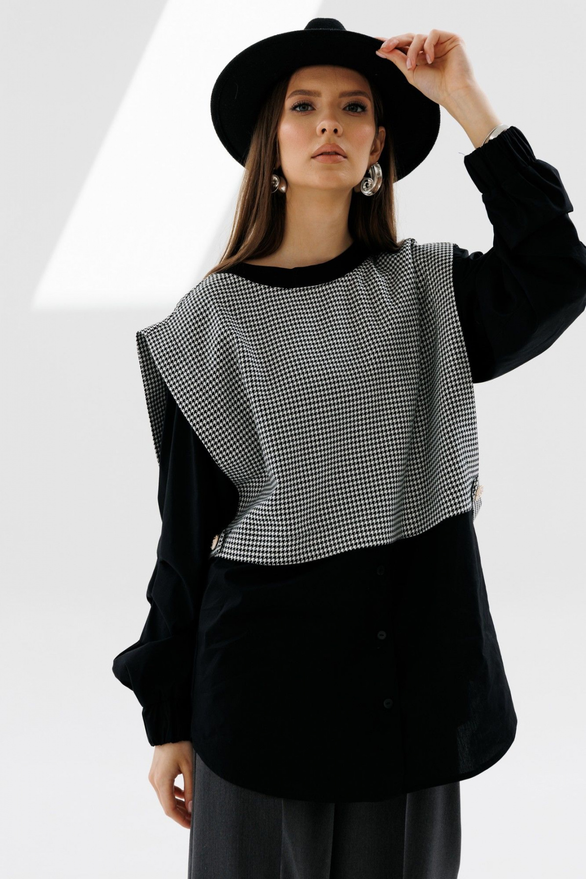 NikVa 716-1 чёрный+чёрно-белая_гусиная_лапка | Комплект NikVa купить за 332.94BYN