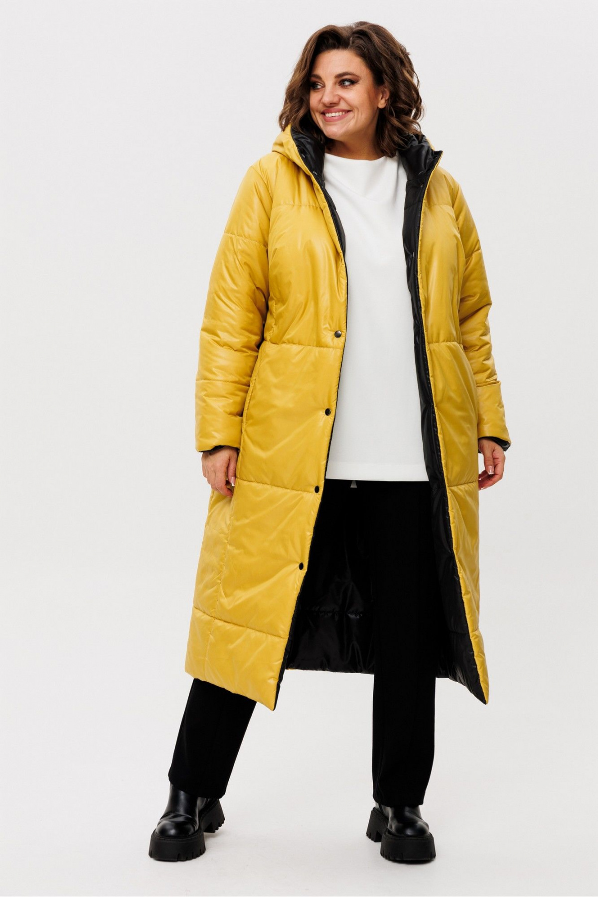 Rumoda 2236 желтый-черный | Пальто Rumoda купить за 10156₽