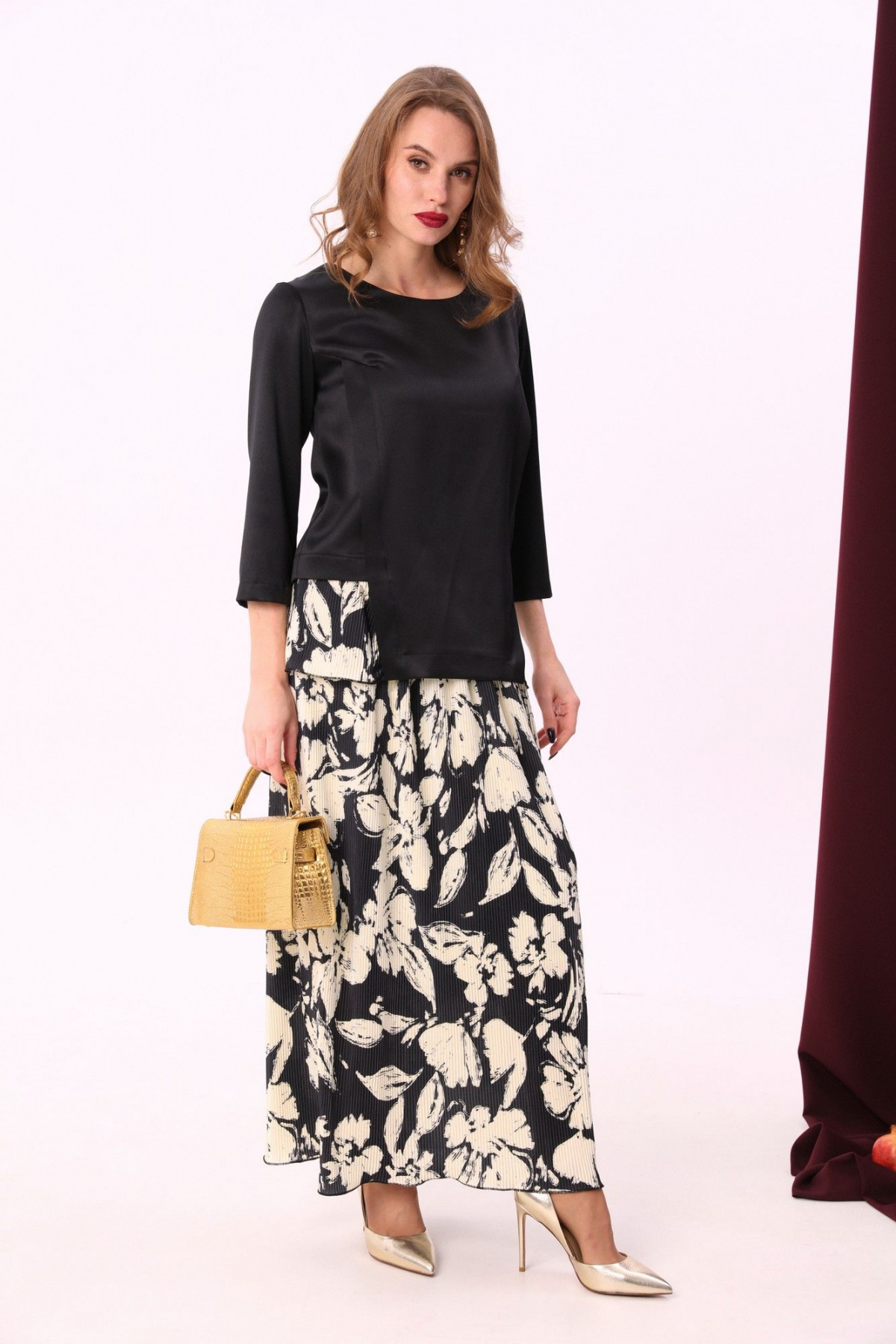 NikVa 916-1 чёрный-беж | Юбка NikVa купить за 7482₽