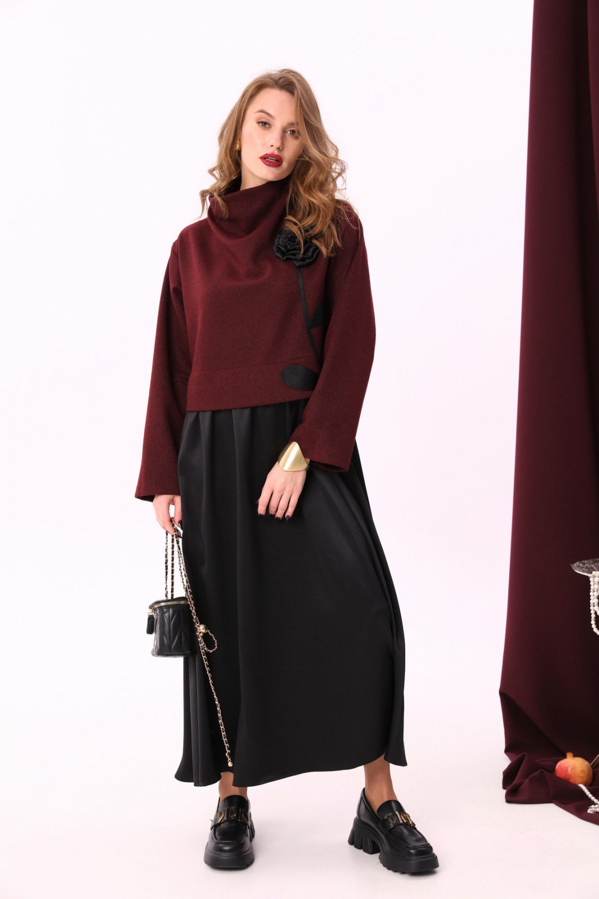 NikVa 924-1 бордо+чёрный | Платье NikVa купить за 279.55BYN