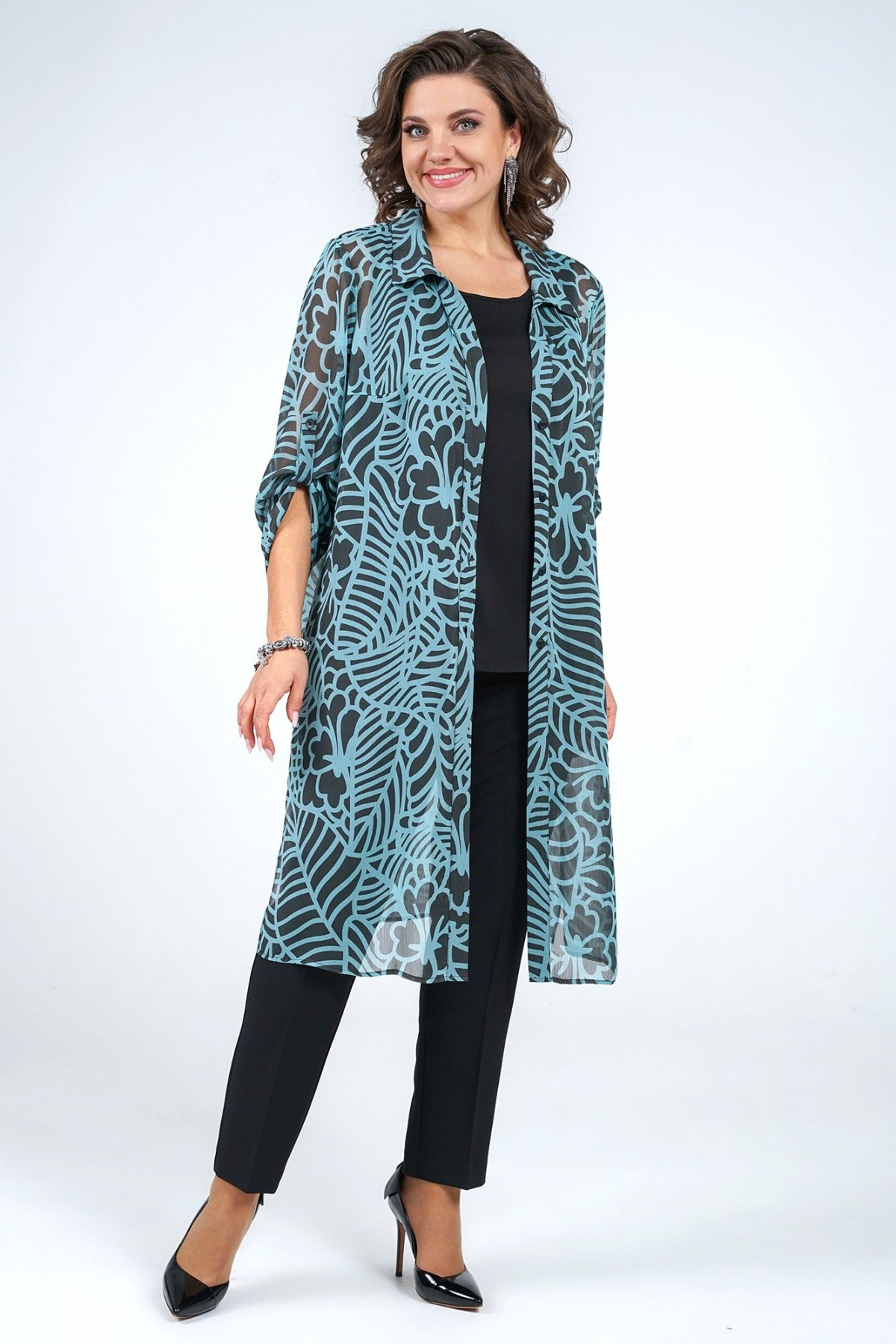 Alani Collection 2153 мятный - Блуза, брюки и туника из шифона и ...