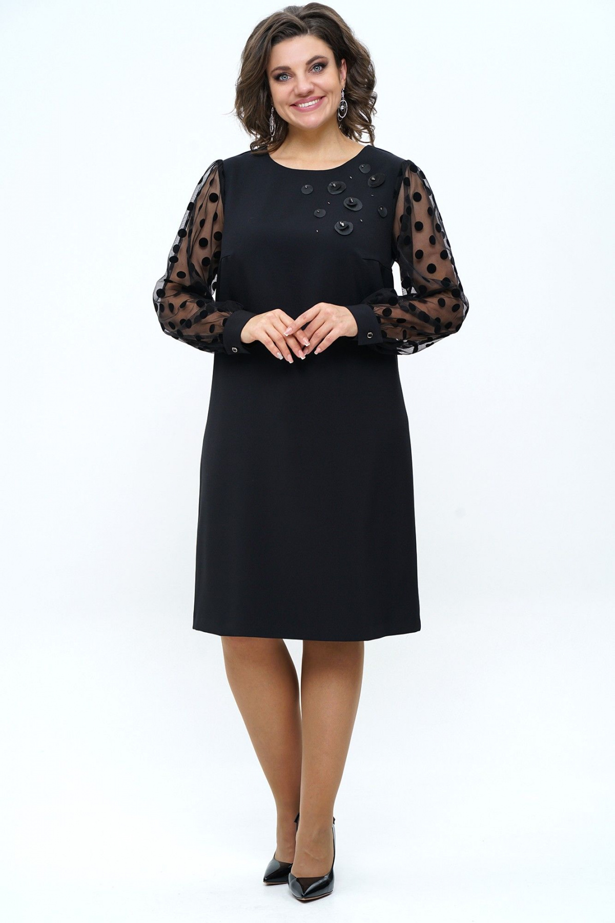 Alani Collection 2253 - Платье черное, нарядное, сетка и текстиль ...