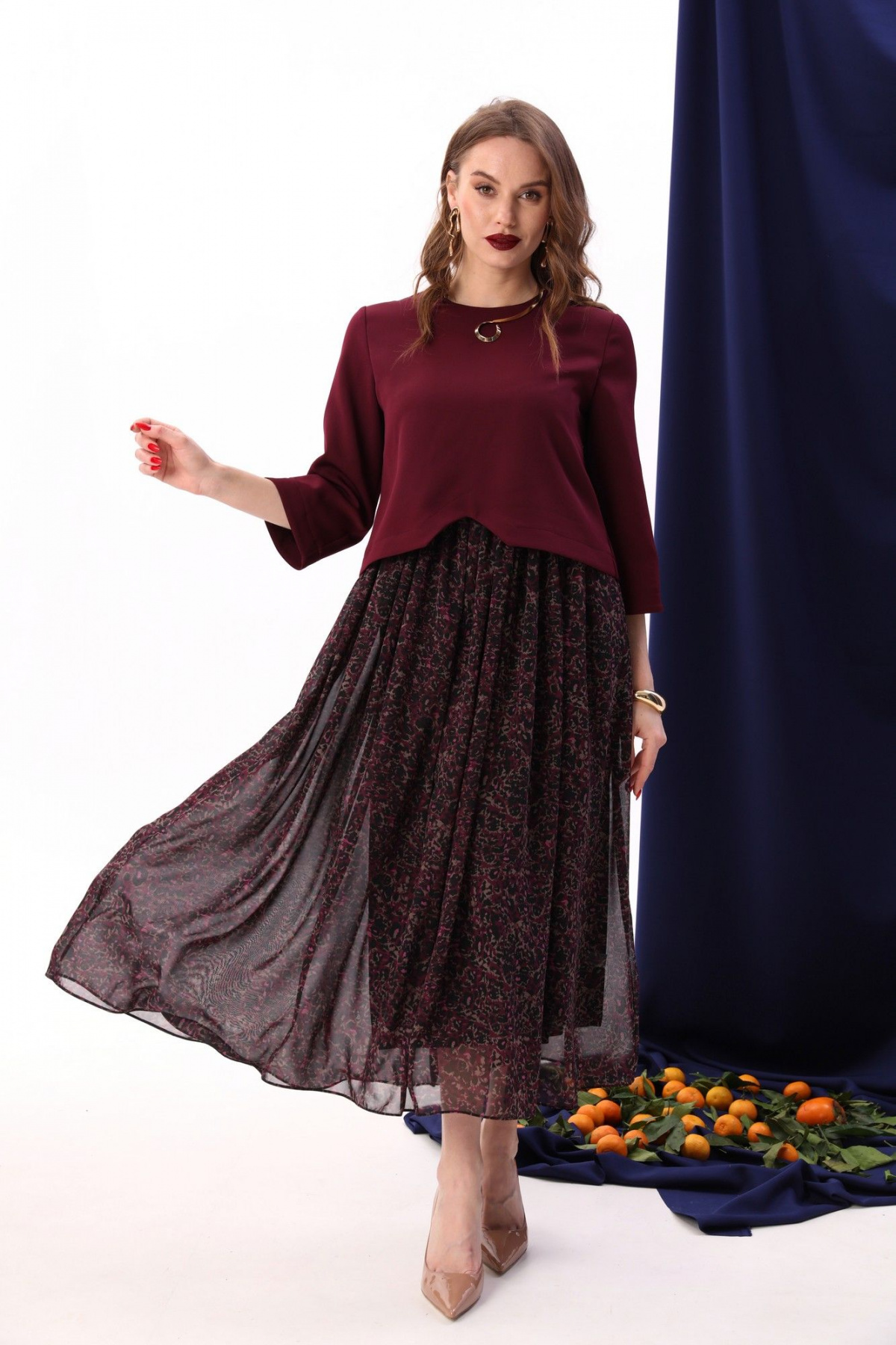 NikVa 740-5 бургунди+винный_леопард | Платье NikVa купить за 8330₽