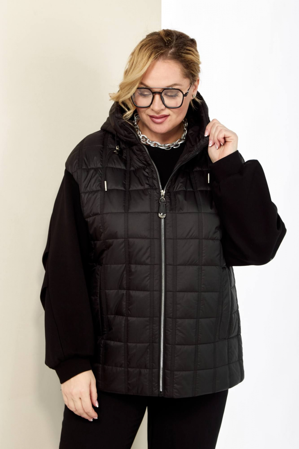 Shetti 2184 черный - Черная демисезонная куртка с утеплителем и карманами купить за 342.43BYN