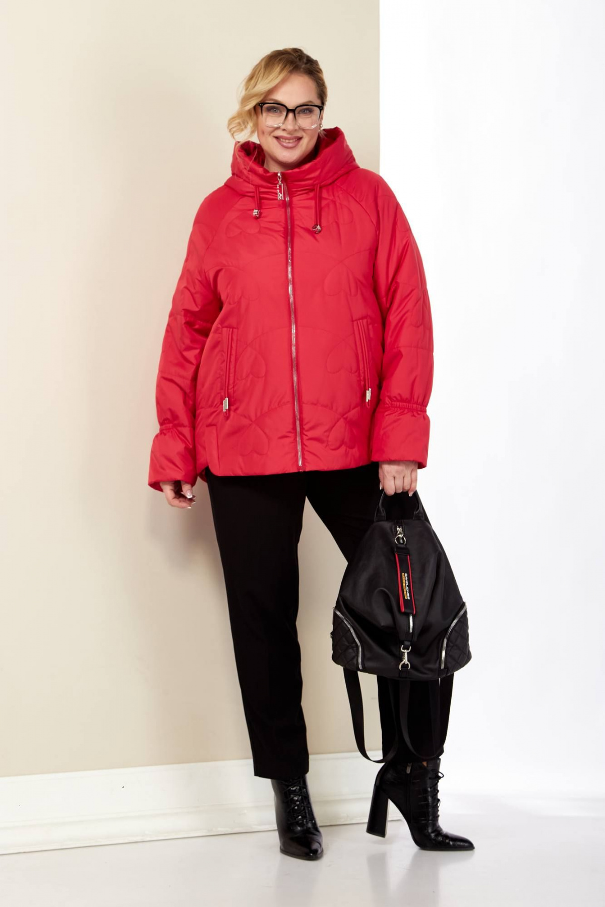 Shetti 2185 малиновый - Демисезонная куртка с капюшоном красная ...