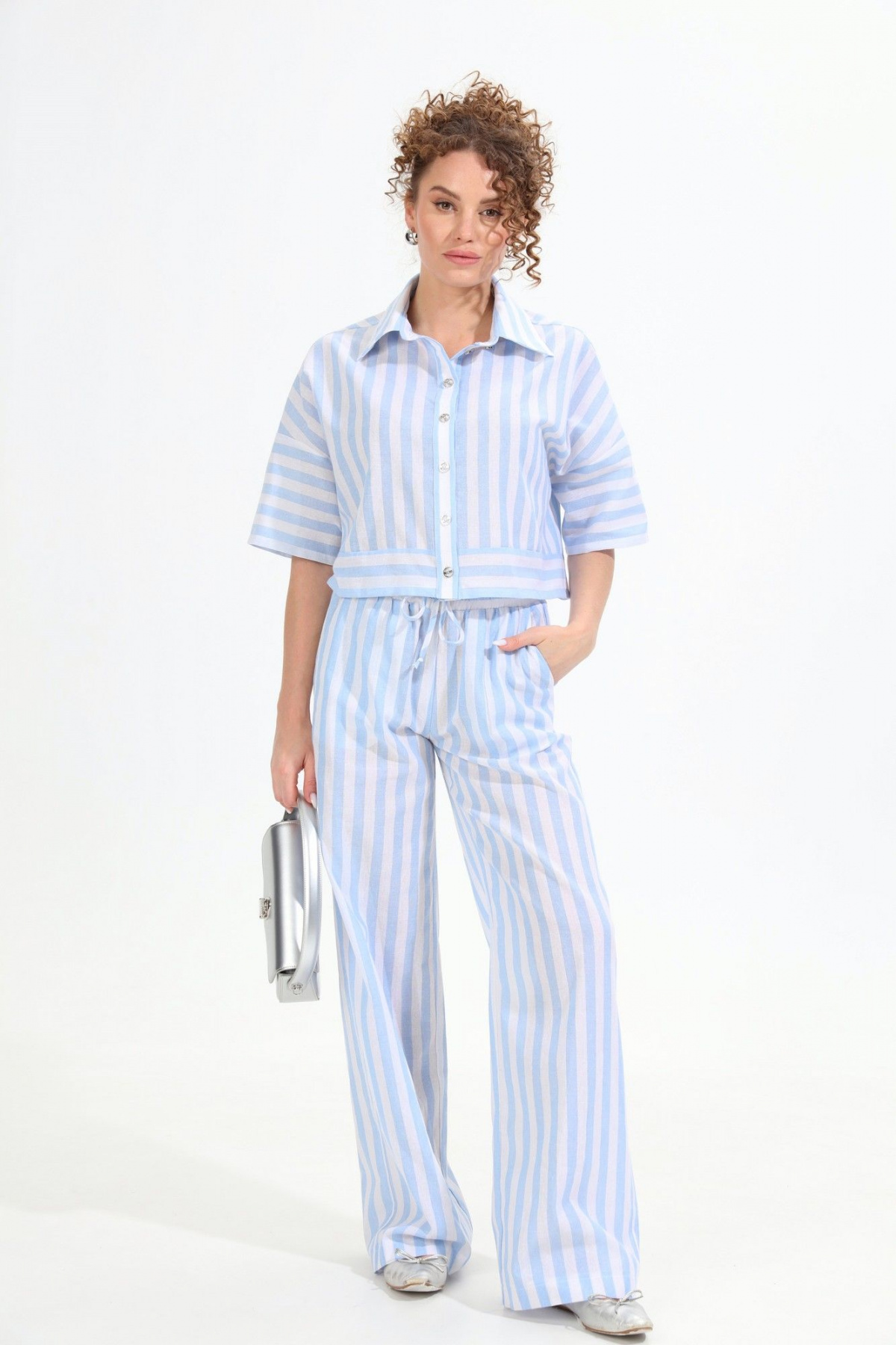 NikVa 705-10 бело-голубые_полосы | Брюки NikVa купить за 7128₽