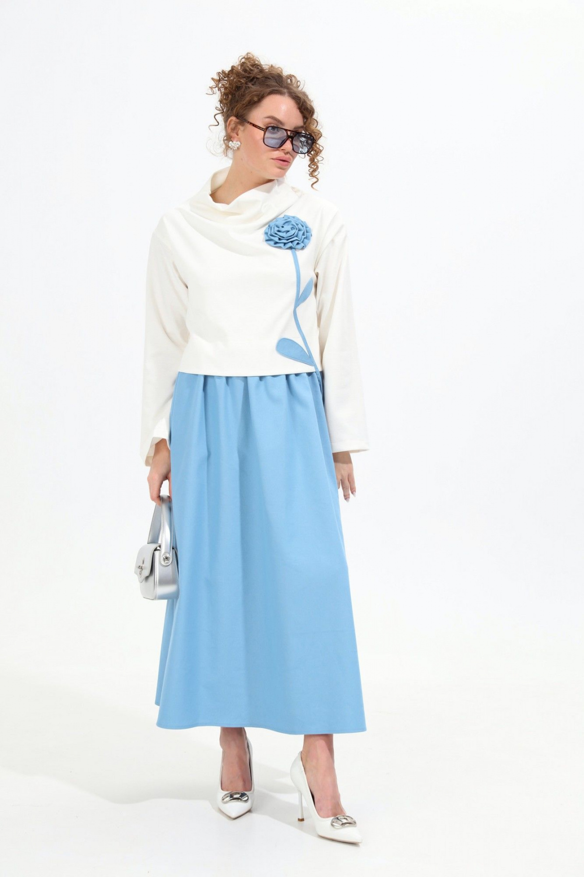 NikVa 924-6 молоко_голубой | Платье NikVa купить за 317.04BYN