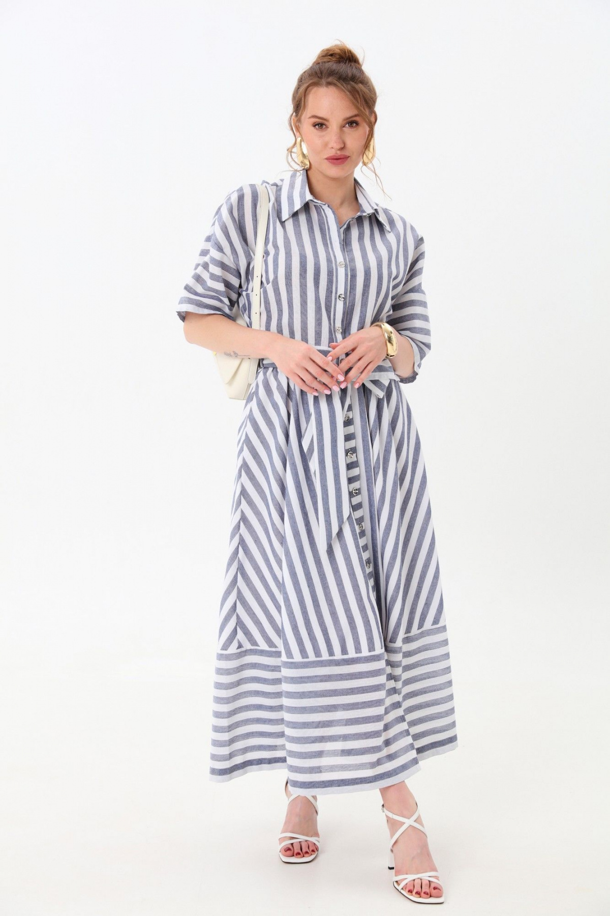 NikVa 813-12 бело-синие полосы | Юбка NikVa купить за 40810₸