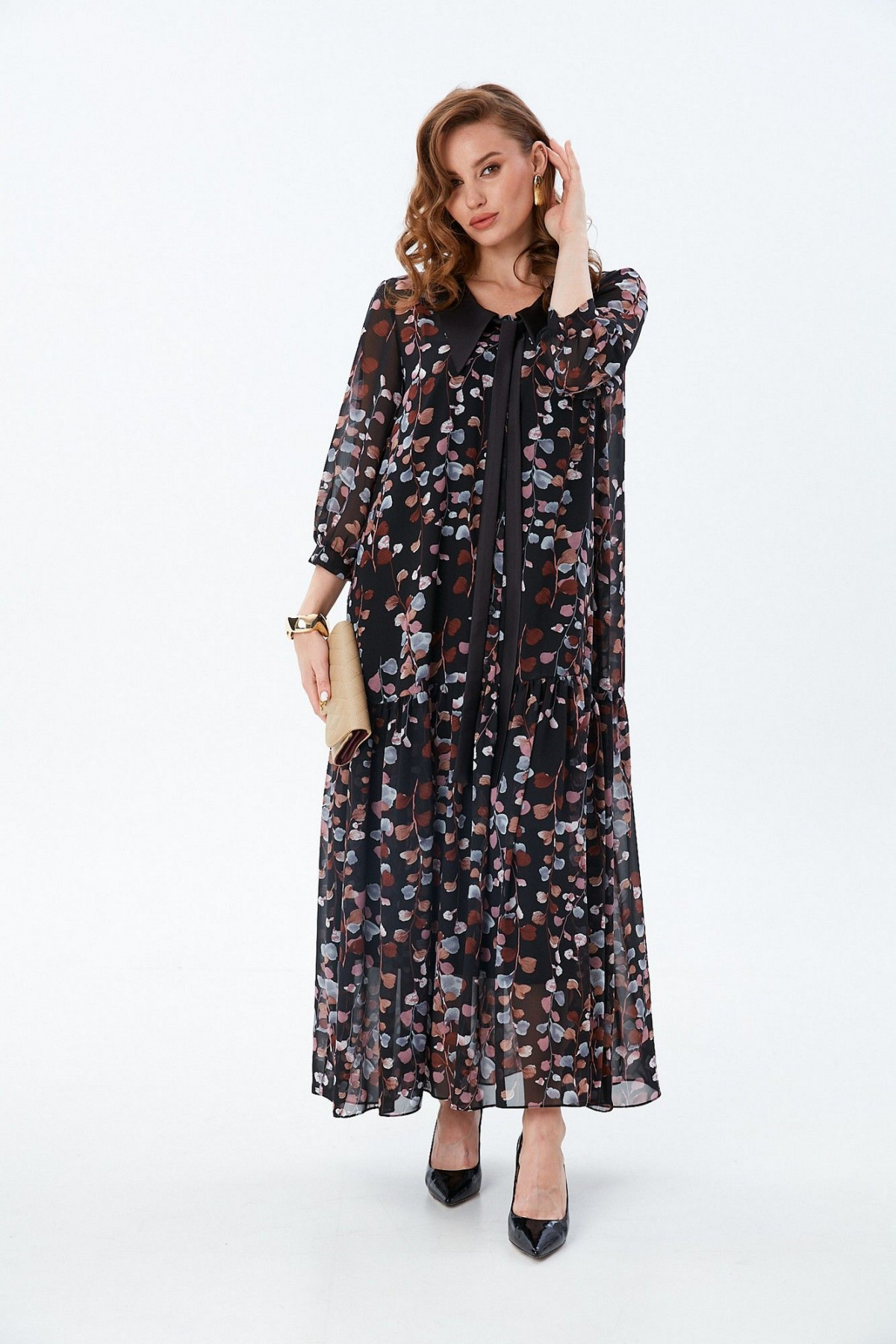 NikVa 800-9 листья_мультиколор | Платье NikVa купить за 12460₽